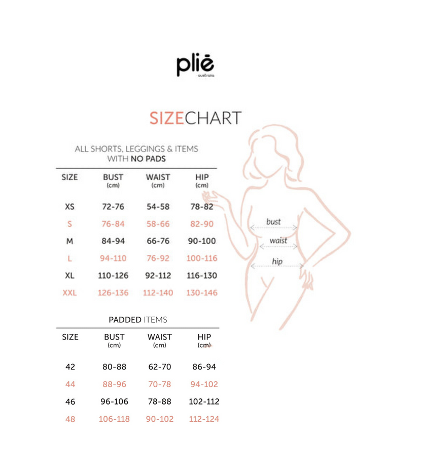 Sizing Guide & Washing Instruction – Plie Australia